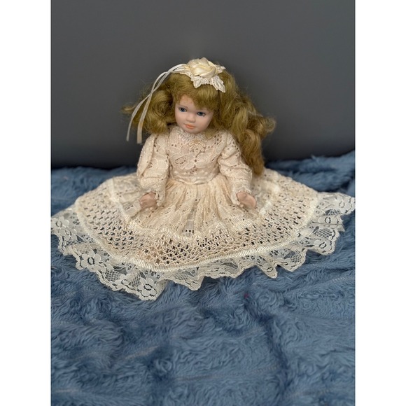 Toys | Vintage Full Porcelain Doll Lace Dress Victorian Style Doll ...